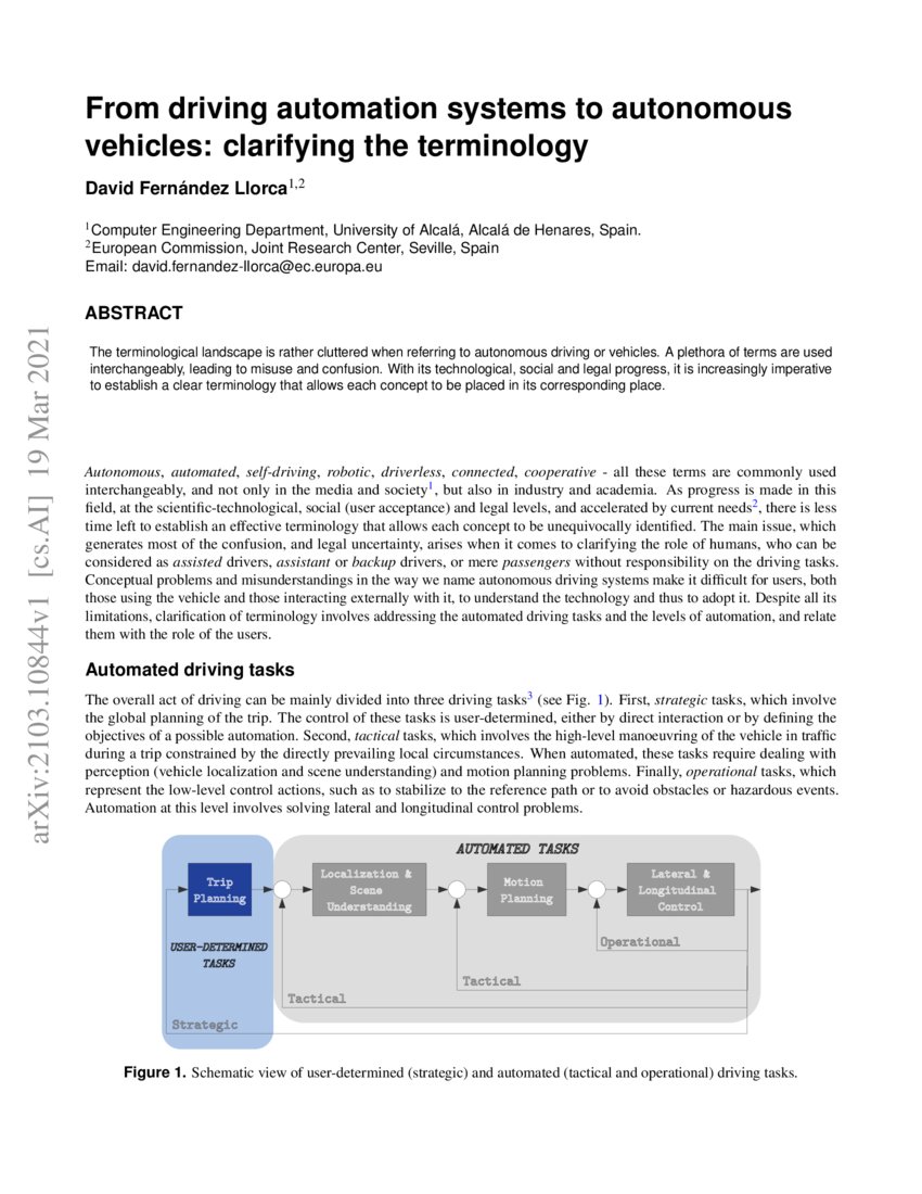 From driving automation systems to autonomous vehicles: clarifying the ...