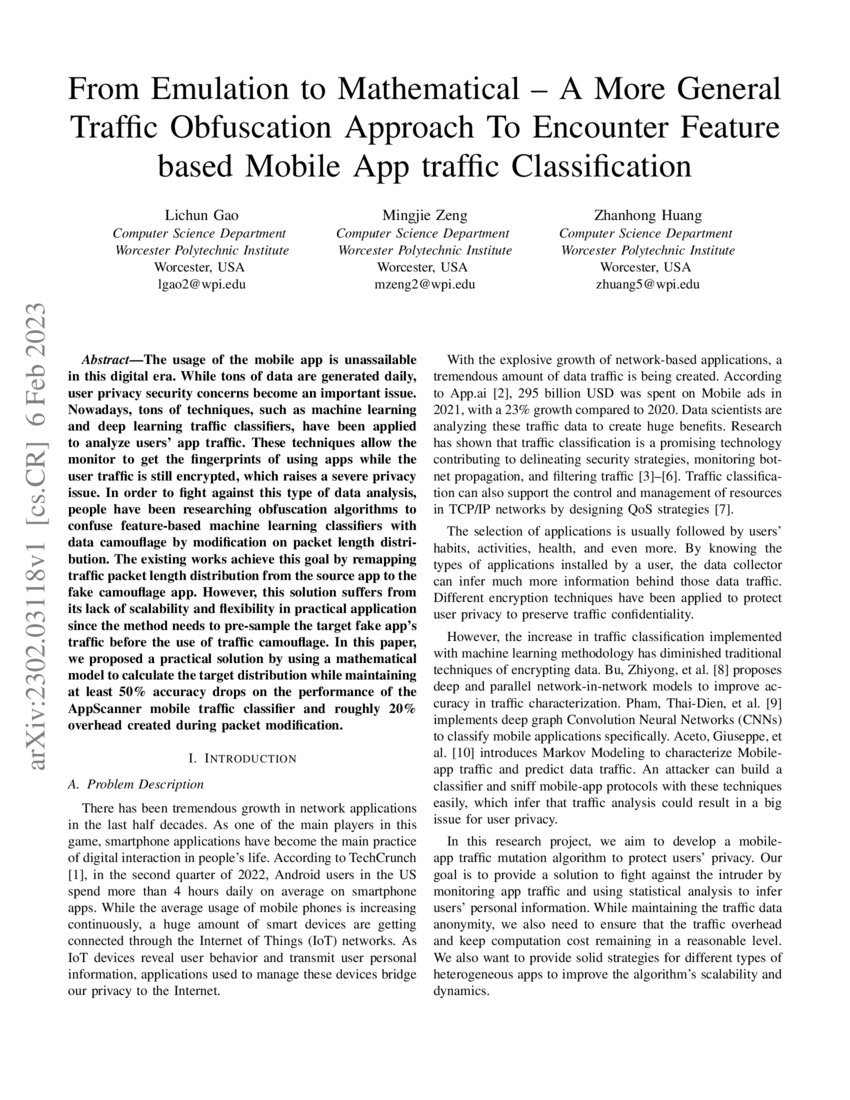 From Emulation to Mathematical: A More General Traffic Obfuscation Approach To Encounter Feature ...