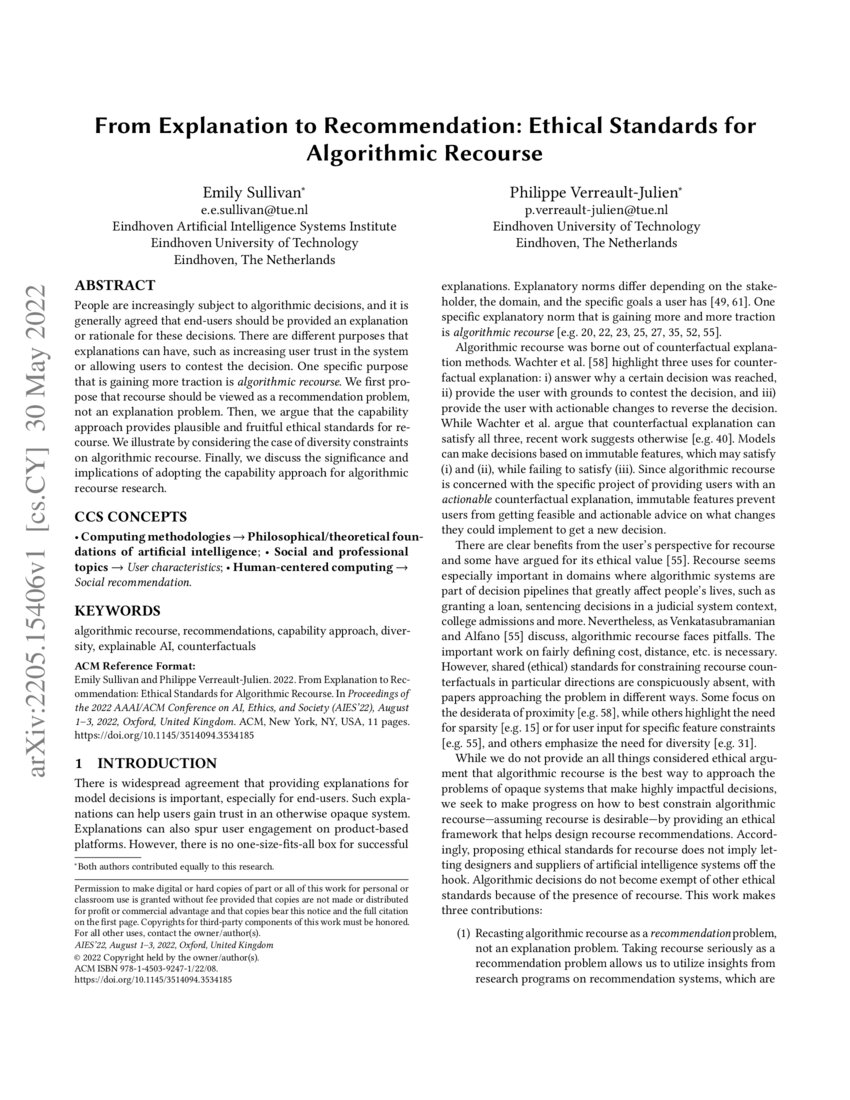 From Explanation To Recommendation Ethical Standards For Algorithmic Recourse Deepai