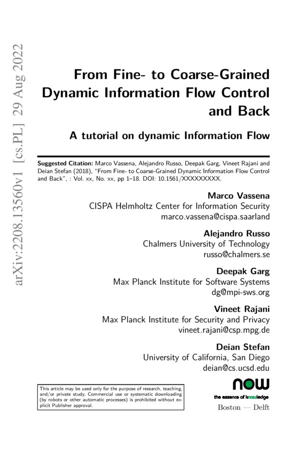 From Fine To Coarse Grained Dynamic Information Flow Control And Back A Tutorial On Dynamic