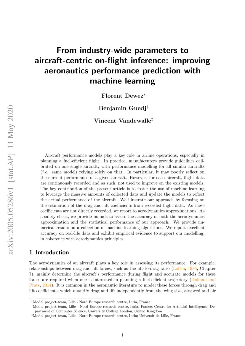 From industry-wide parameters to aircraft-centric on-flight inference: improving aeronautics ...