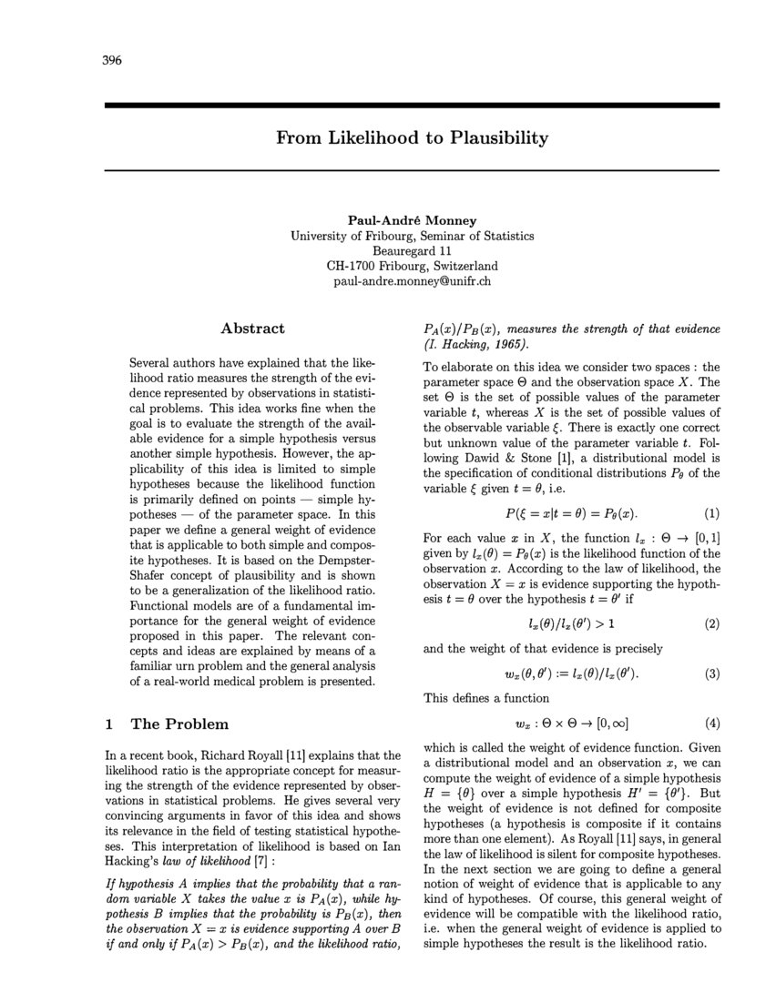 From Likelihood to Plausibility | DeepAI