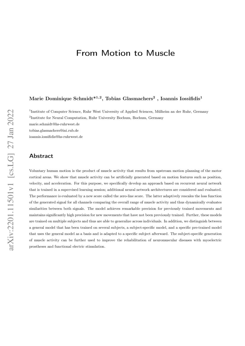 From Motion to Muscle | DeepAI