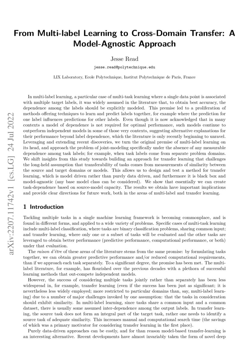 From Multi Label Learning To Cross Domain Transfer A Model Agnostic Approach Deepai