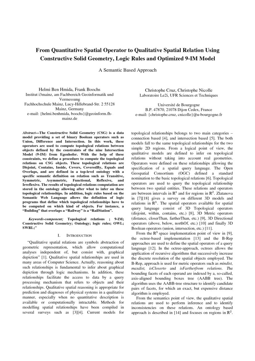 From Quantitative Spatial Operator To Qualitative Spatial Relation Using Constructive Solid