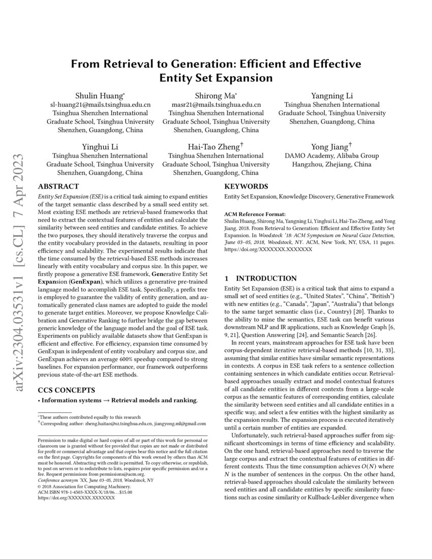 From Retrieval to Generation: Efficient and Effective Entity Set Expansion | DeepAI