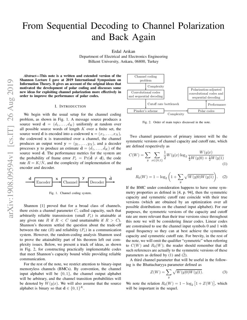 From sequential decoding to channel polarization and back again | DeepAI
