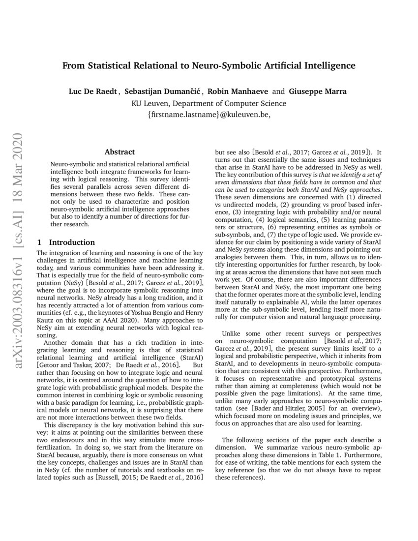 From Statistical Relational to Neuro-Symbolic Artificial Intelligence | DeepAI