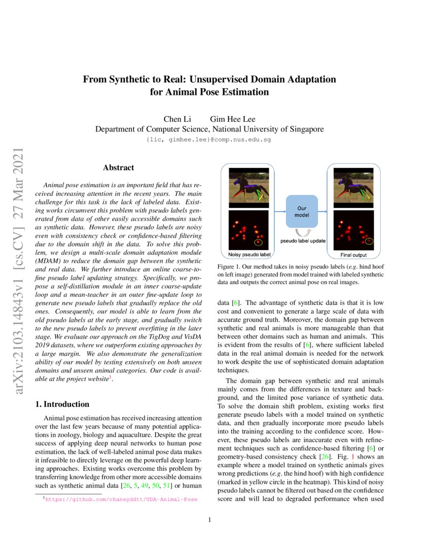 From Synthetic to Real: Unsupervised Domain Adaptation for Animal Pose ...