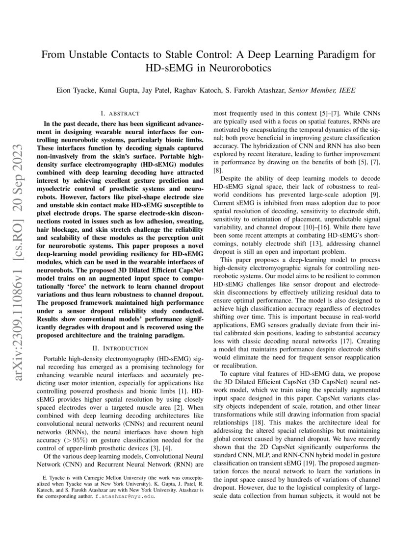 From Unstable Contacts to Stable Control: A Deep Learning Paradigm for HD-sEMG in Neurorobotics ...