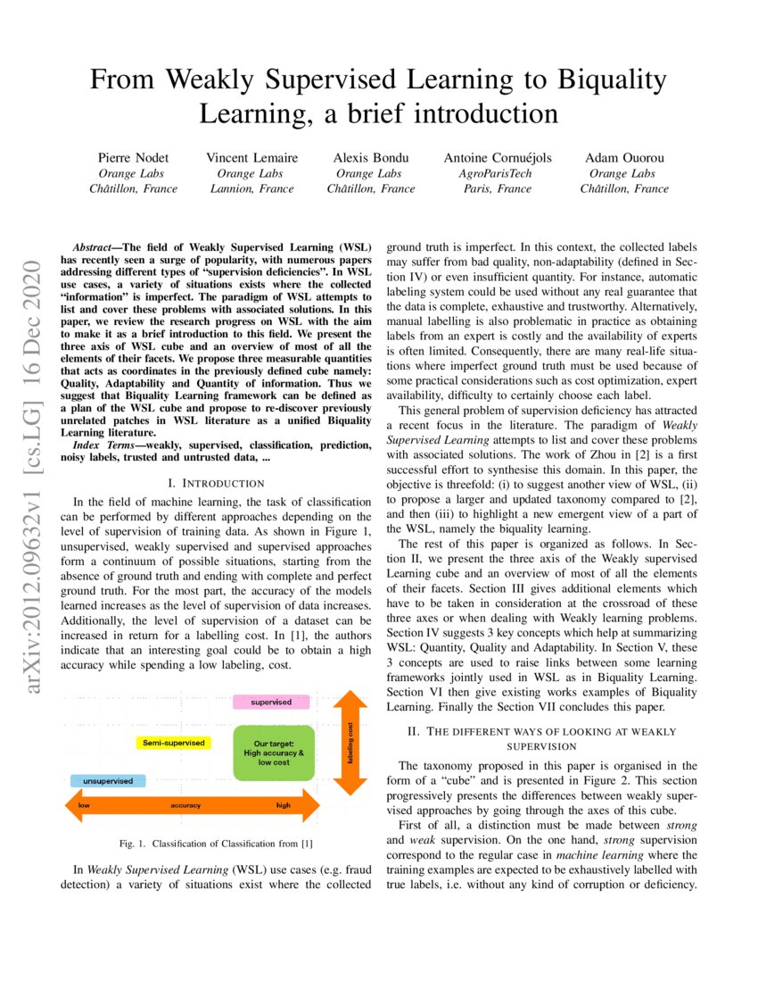 From Weakly Supervised Learning to Biquality Learning, a brief introduction | DeepAI