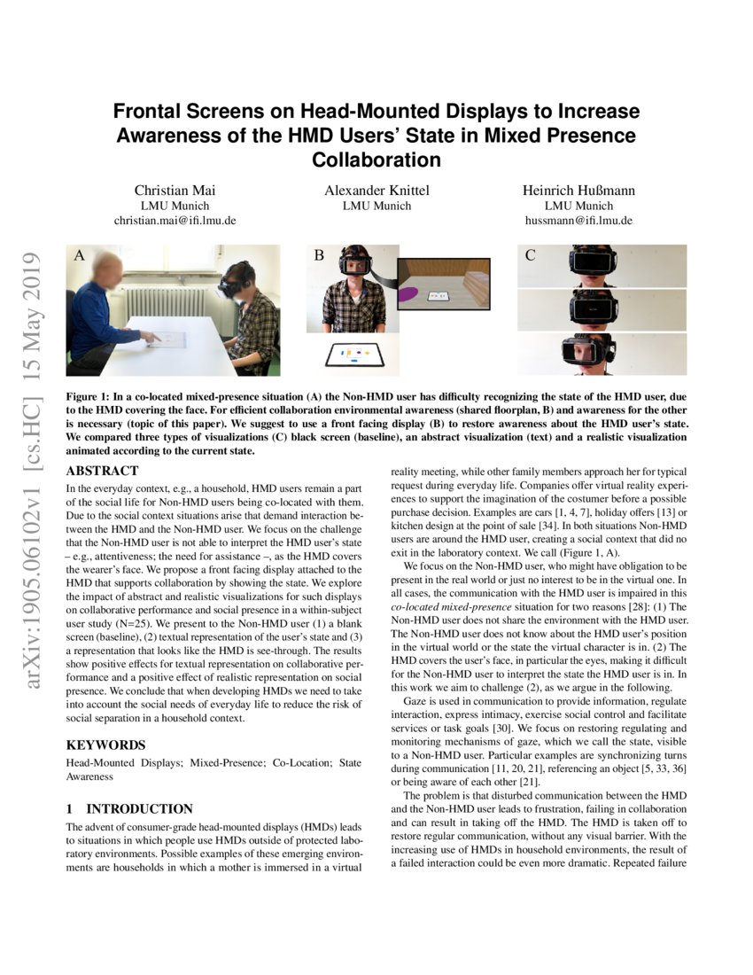 Frontal Screens on Head-Mounted Displays to Increase Awareness of the HMD Users' State in Mixed ...