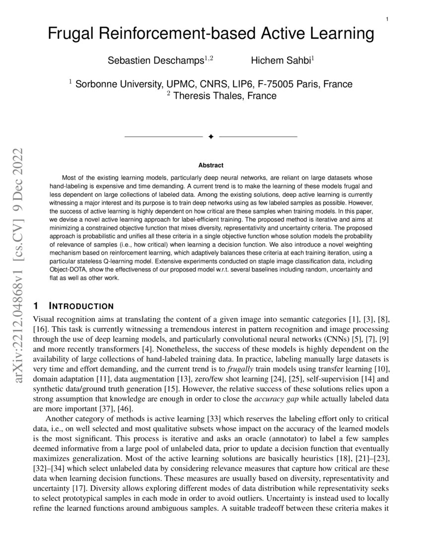 Frugal Reinforcement-based Active Learning | DeepAI