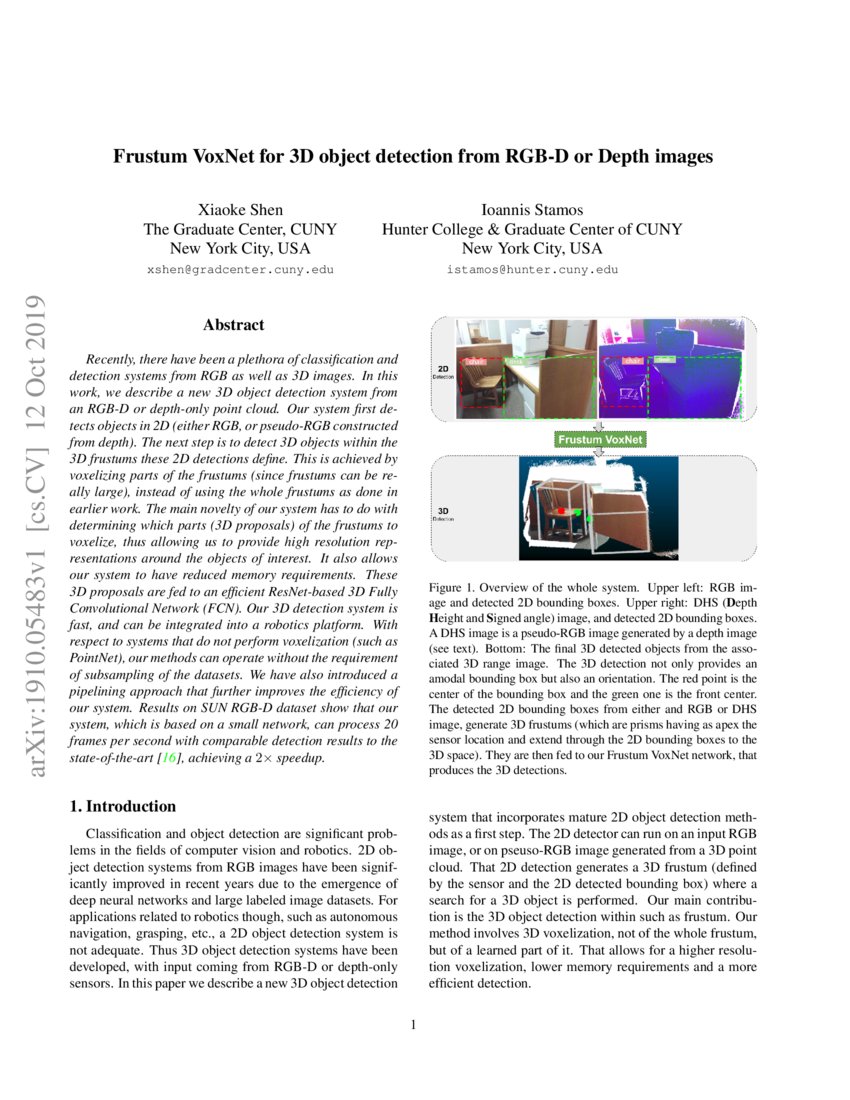 Frustum VoxNet for 3D object detection from RGB-D or Depth images | DeepAI