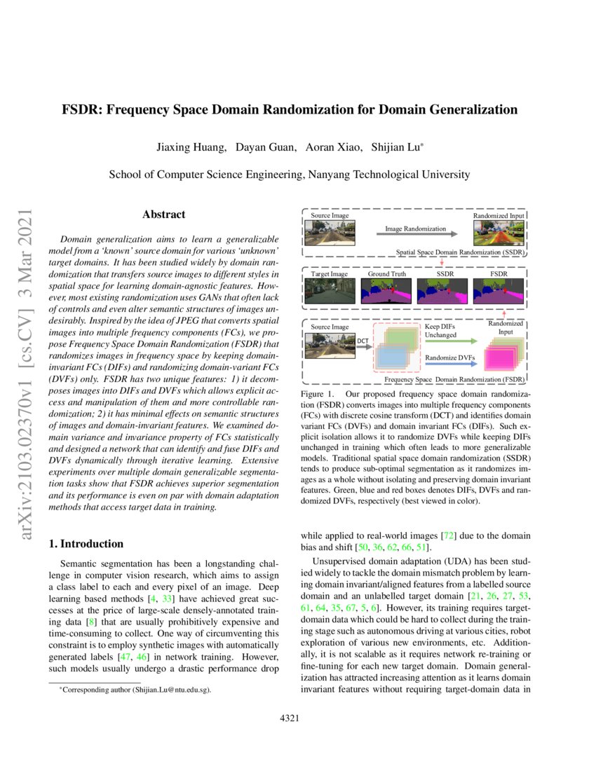 Fsdr Frequency Space Domain Randomization For Domain Generalization Deepai