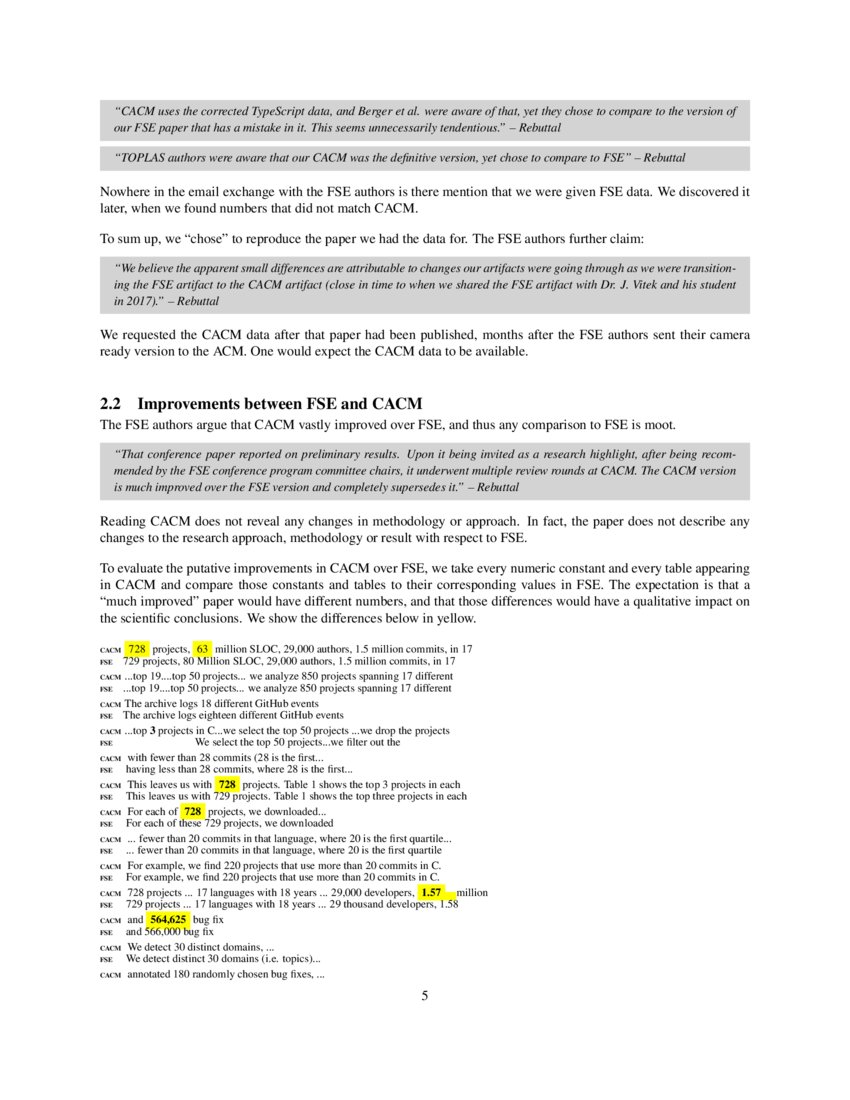 FSE/CACM Rebuttal^2: Correcting A Large-Scale Study of Programming Languages and Code Quality in ...