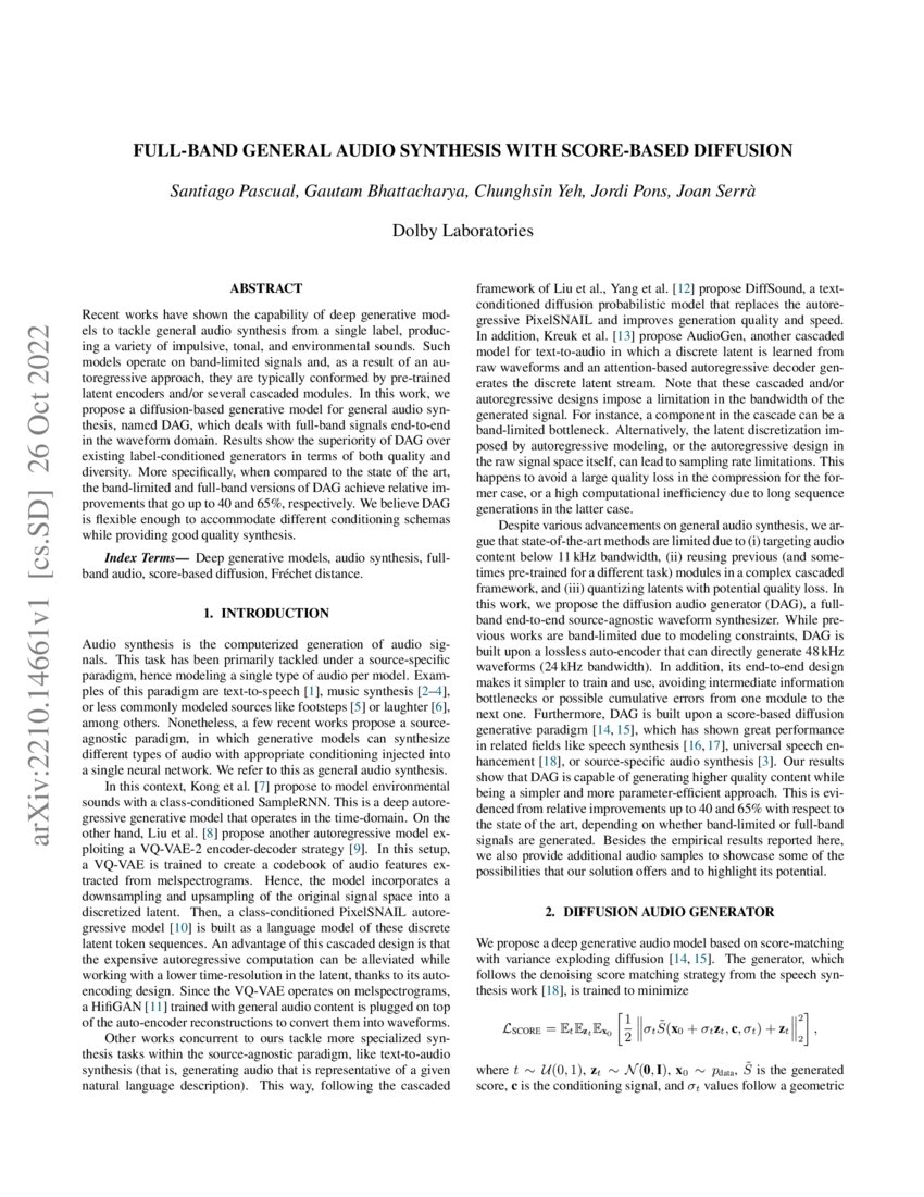 Full-band General Audio Synthesis with Score-based Diffusion | DeepAI