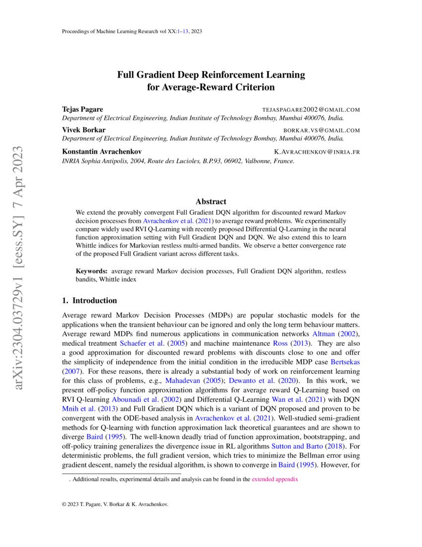 Full Gradient Deep Reinforcement Learning for Average-Reward Criterion ... Full Gradient Deep Reinforcement Learning for Average-Reward Criterion ...