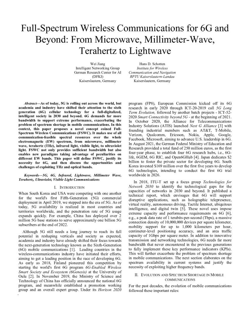 Full Spectrum Wireless Communications For 6g And Beyond From Microwave