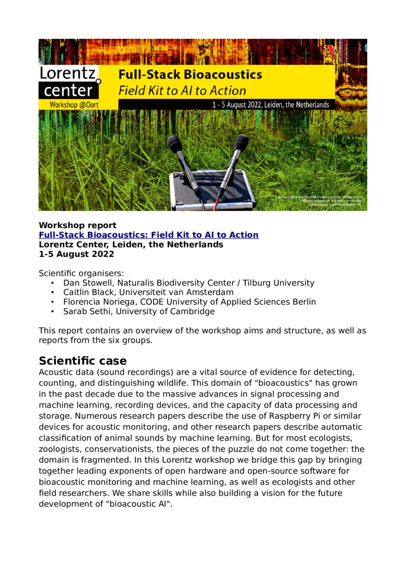 Full-Stack Bioacoustics: Field Kit to AI to Action (Workshop report) | DeepAI
