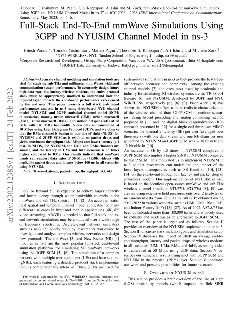 Full-Stack End-To-End mmWave Simulations Using 3GPP and NYUSIM Channel ...