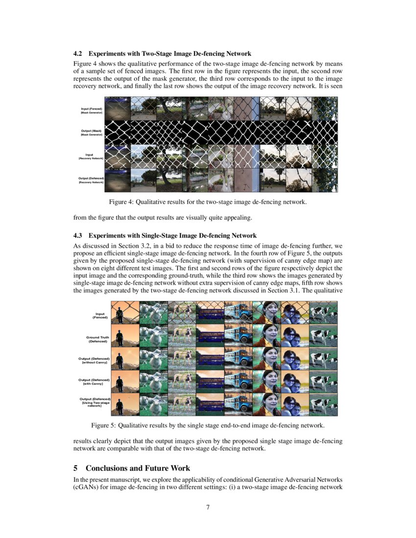 Fully Automated Image De-fencing using Conditional Generative Adversarial Networks | DeepAI