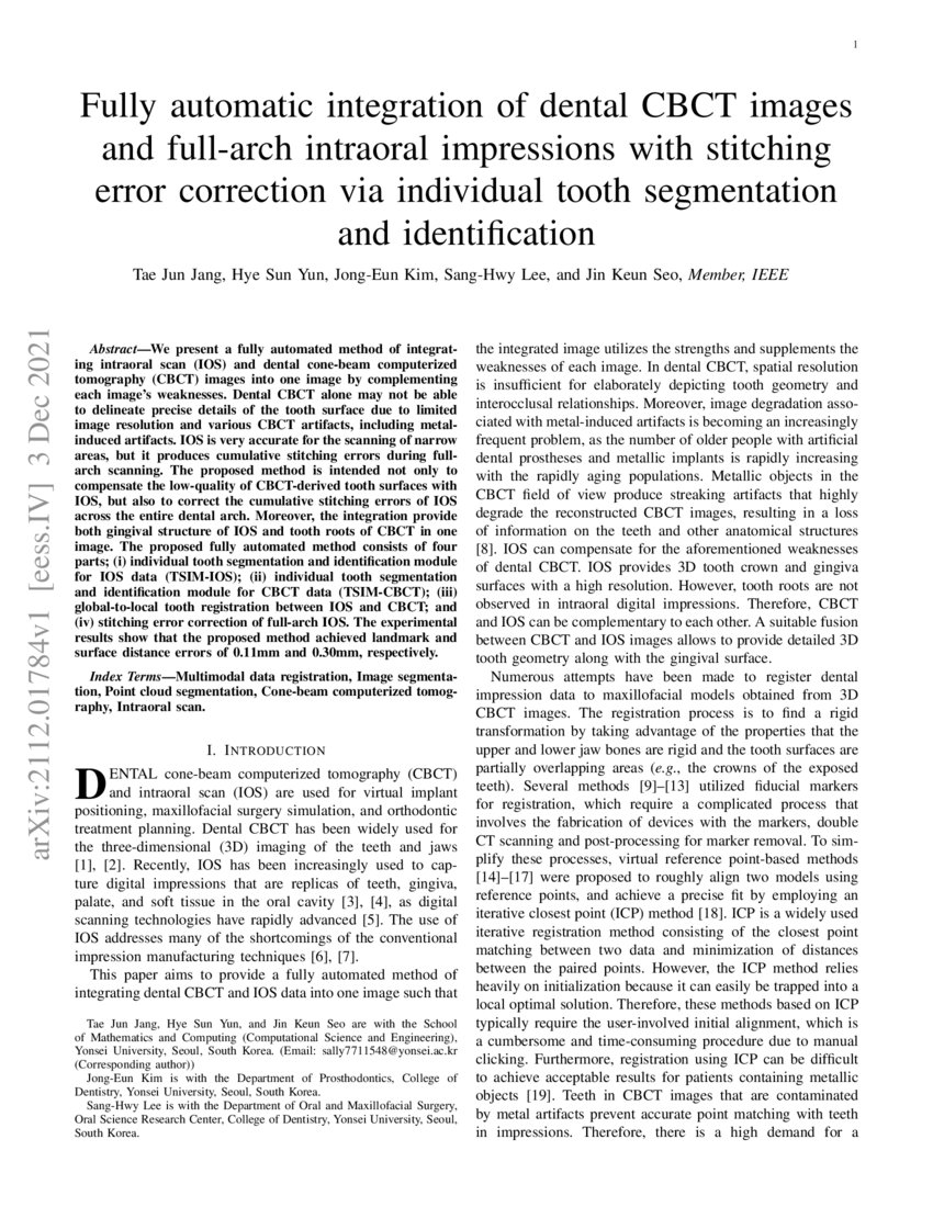 Fully automatic integration of dental CBCT images and full-arch ...