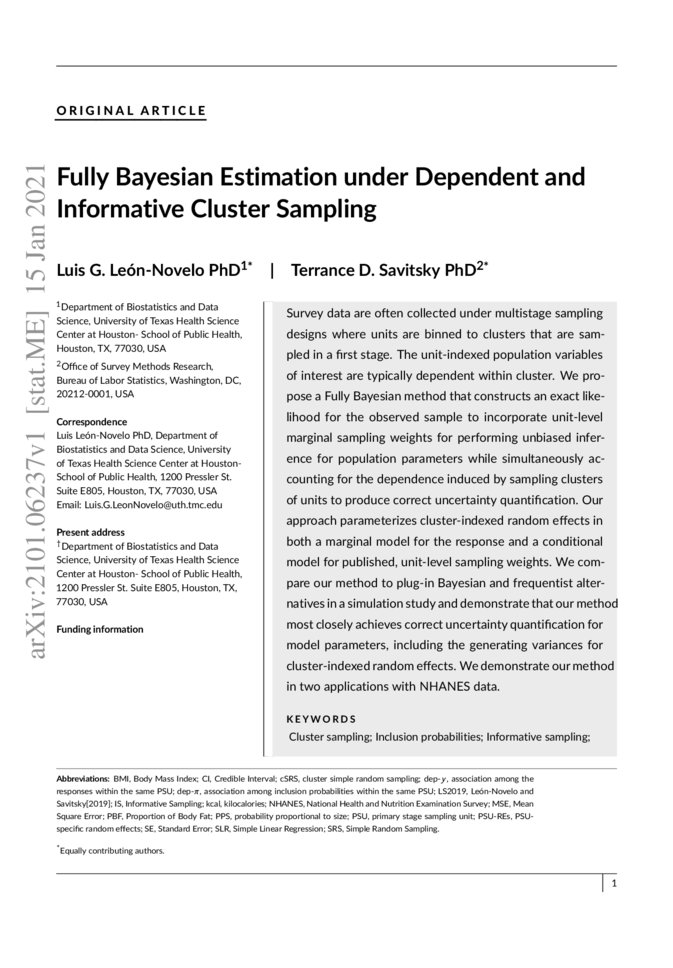Fully Bayesian Estimation Under Dependent And Informative Cluster