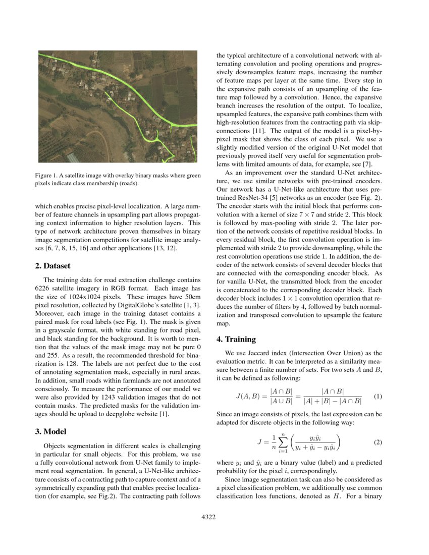Fully Convolutional Network For Automatic Road Extraction From Satellite Imagery Deepai