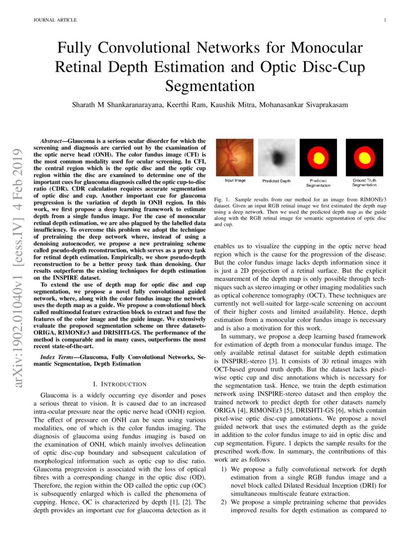 Fully Convolutional Networks for Monocular Retinal Depth Estimation and Optic Disc-Cup ...