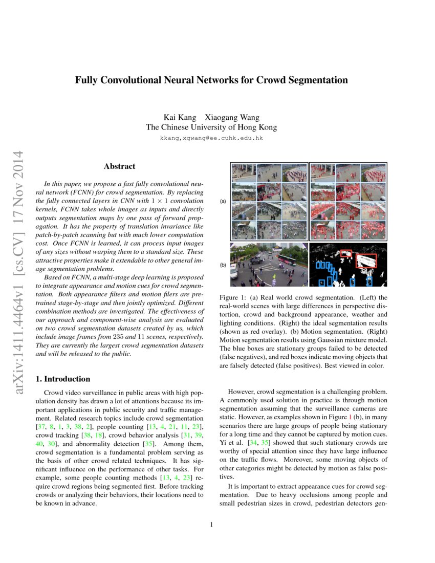 Fully Convolutional Neural Networks for Crowd Segmentation | DeepAI
