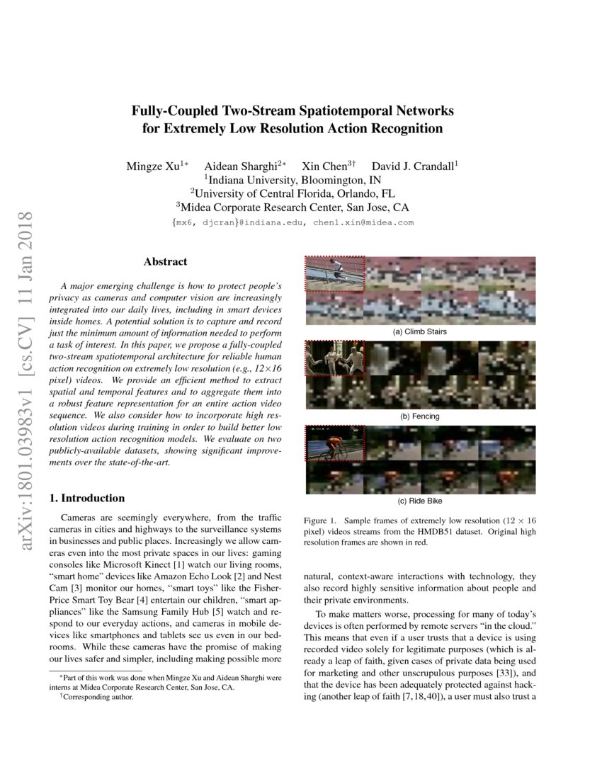 Fully Coupled Two Stream Spatiotemporal Networks For Extremely Low