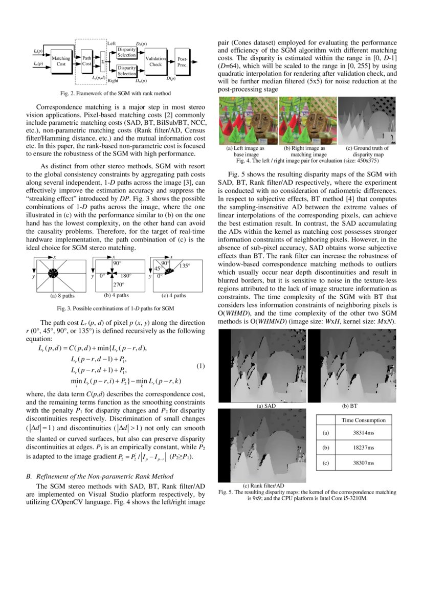 Fully Parallel Architecture for Semi-global Stereo Matching with Refined Rank Method | DeepAI