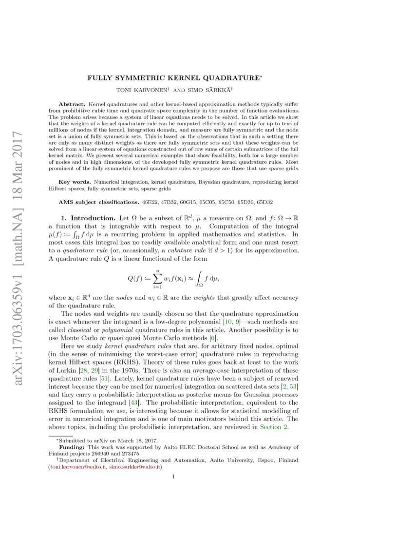 Fully symmetric kernel quadrature | DeepAI