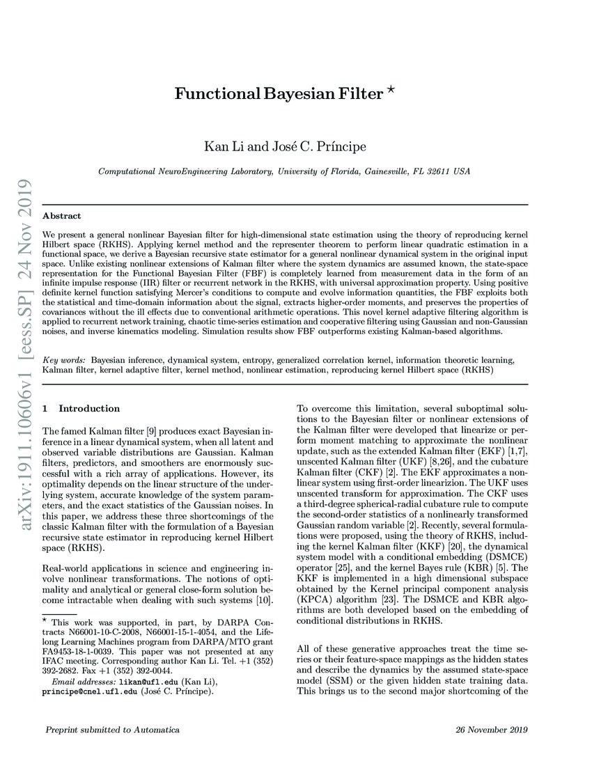 Functional Bayesian Filter Deepai