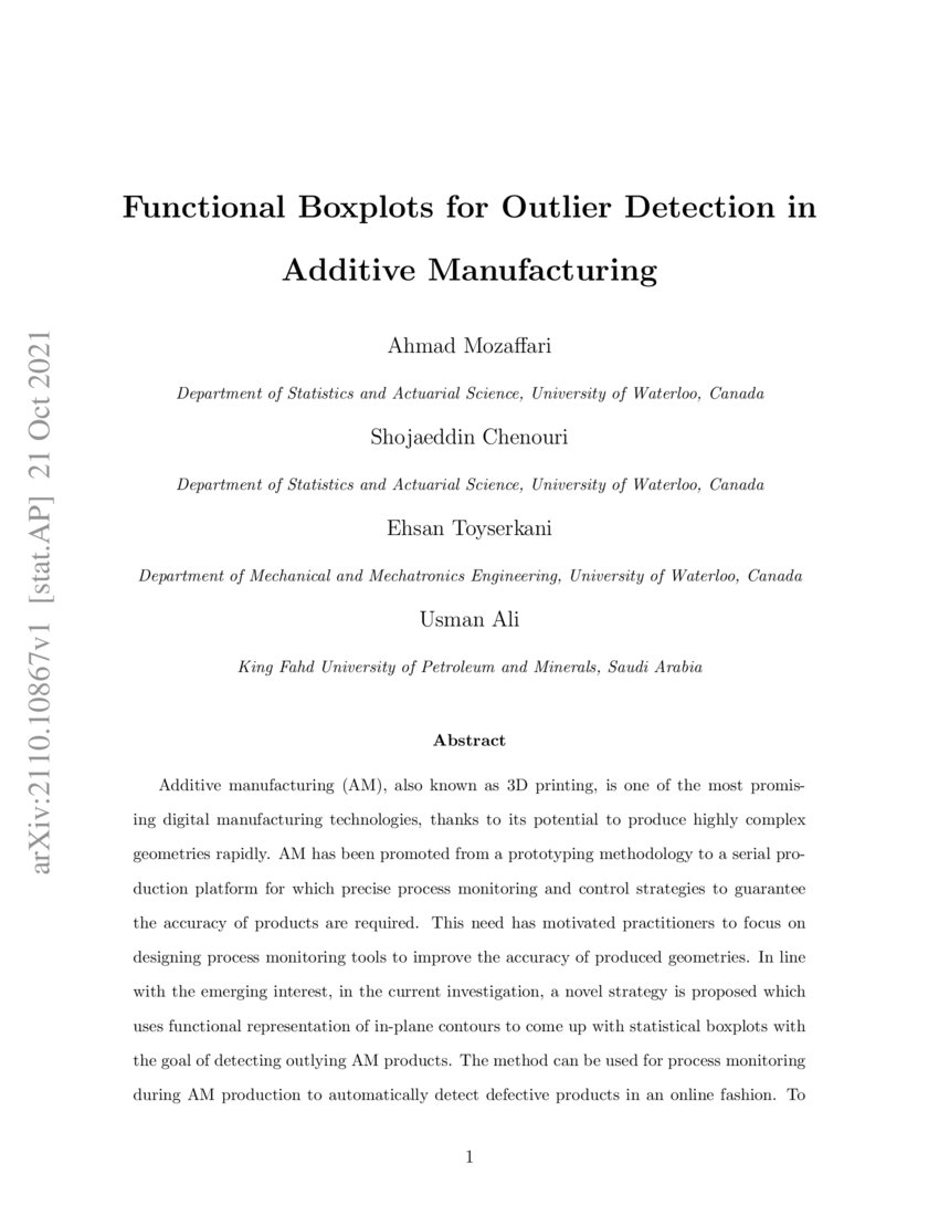 Functional Boxplots for Outlier Detection in Additive Manufacturing | DeepAI