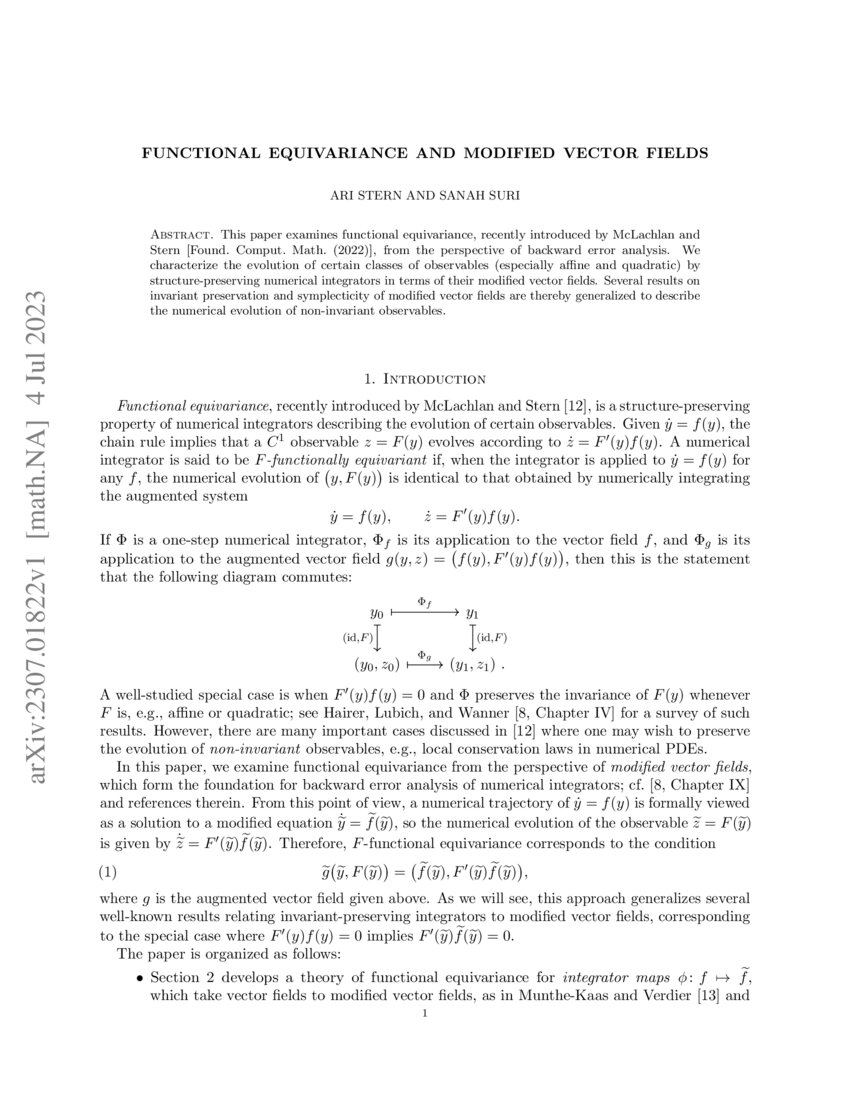 Functional equivariance and modified vector fields | DeepAI