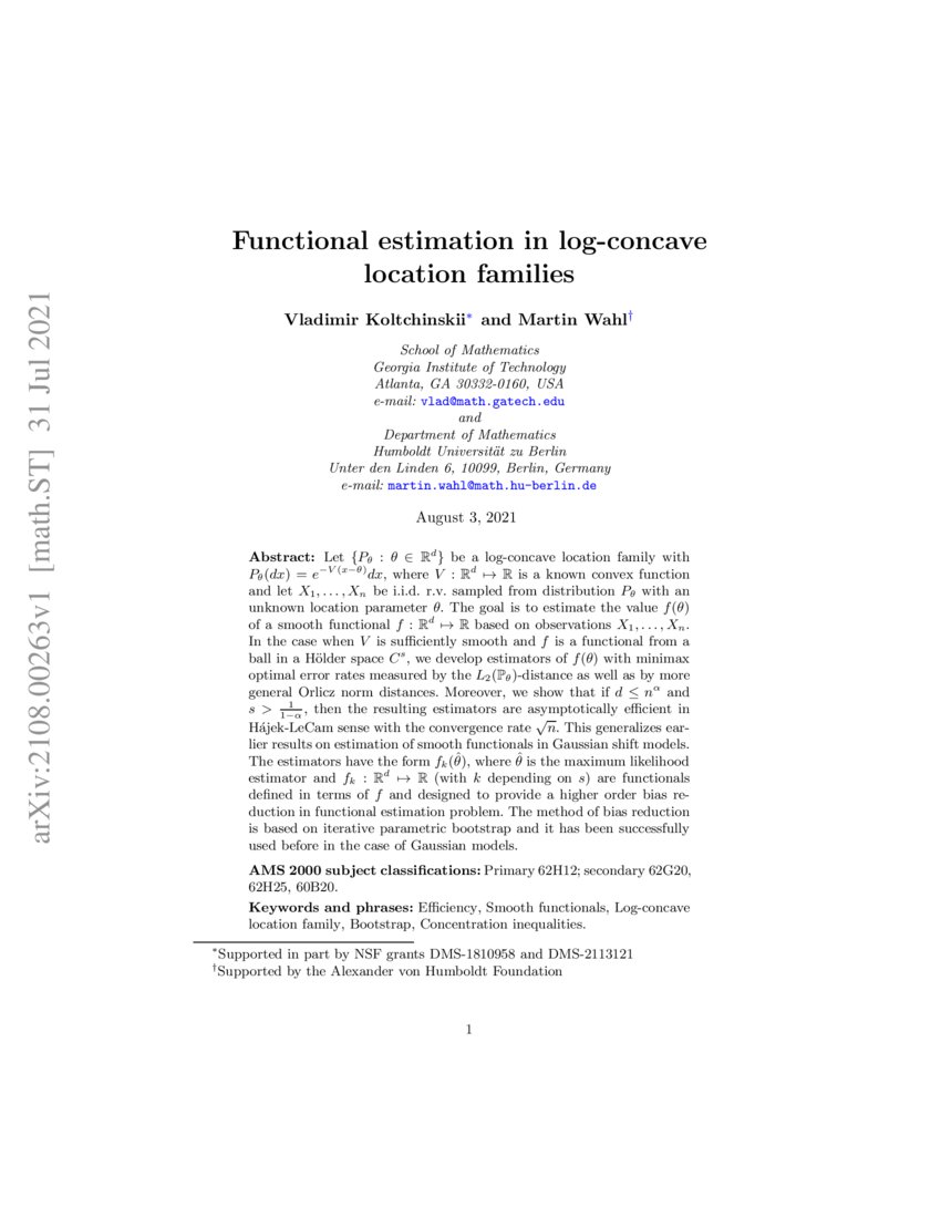Functional Estimation In Log Concave Location Families Deepai 2873