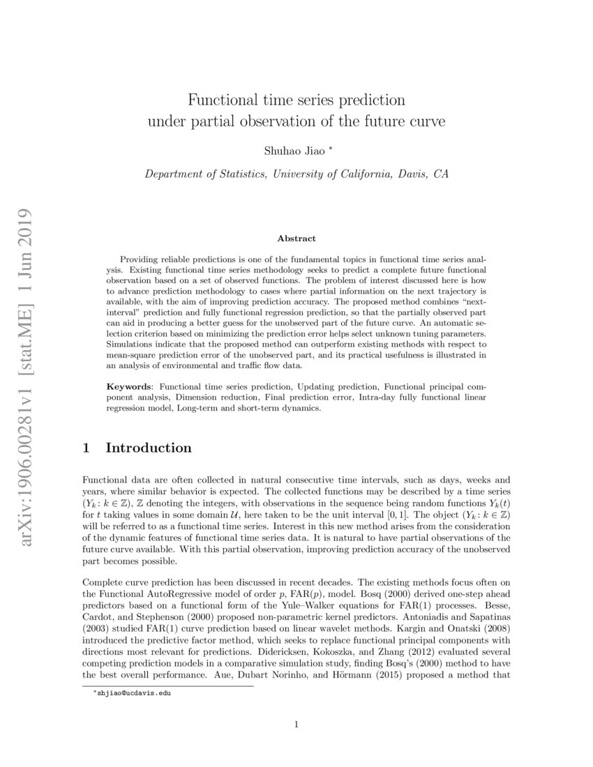 Functional time series prediction under partial observation of the future curve | DeepAI
