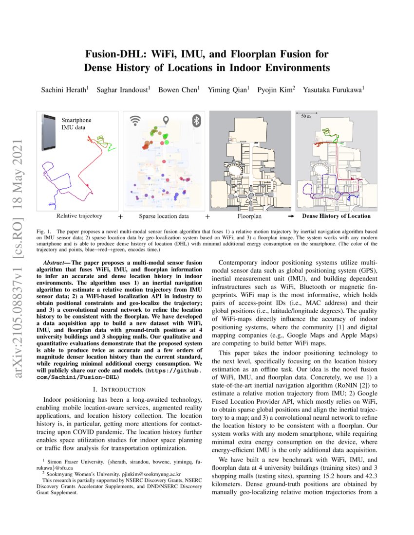 Fusion-DHL: WiFi, IMU, and Floorplan Fusion for Dense History of Locations in Indoor ...