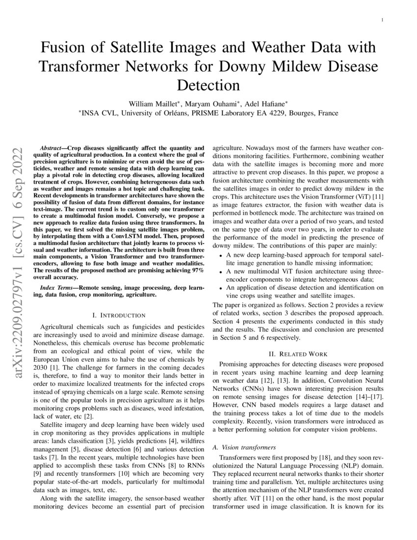 Fusion of Satellite Images and Weather Data with Transformer Networks ...