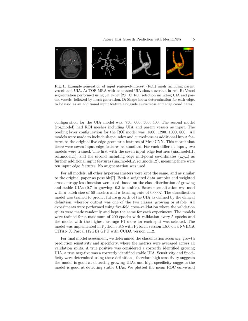 Future Unruptured Intracranial Aneurysm Growth Prediction Using Mesh Convolutional Neural