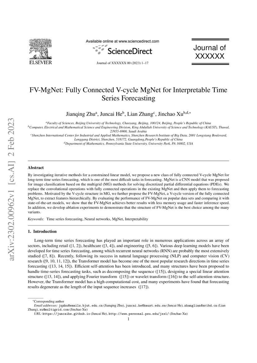 FV-MgNet: Fully Connected V-cycle MgNet for Interpretable Time Series Forecasting | DeepAI