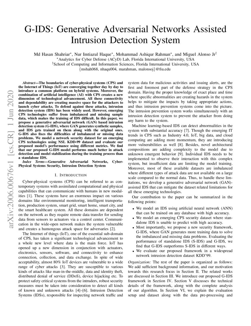 G Ids Generative Adversarial Networks Assisted Intrusion Detection System Deepai