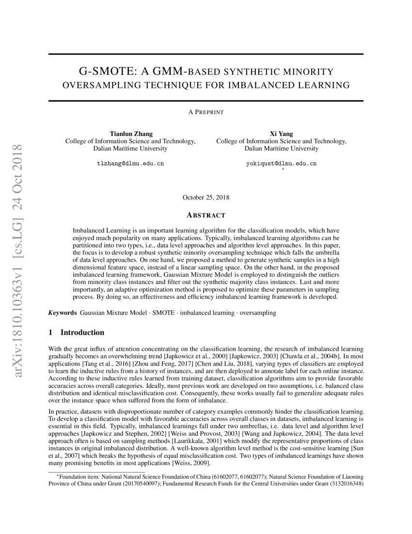G-SMOTE: A GMM-based synthetic minority oversampling technique for ...