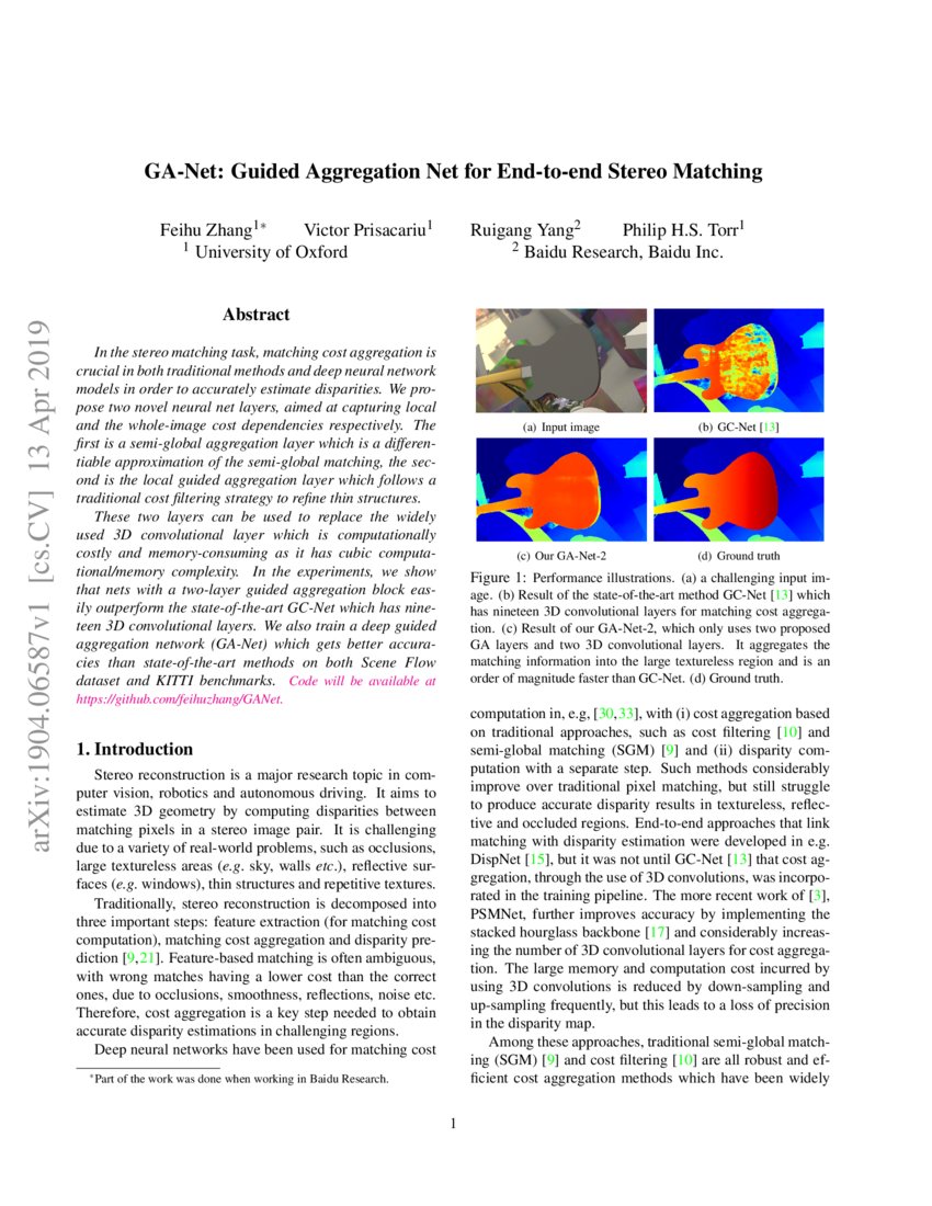 GA-Net: Guided Aggregation Net for End-to-end Stereo Matching | DeepAI