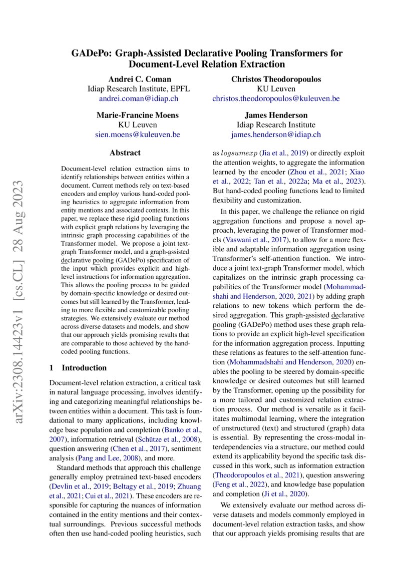 Gadepo Graph Assisted Declarative Pooling Transformers For Document Level Relation Extraction