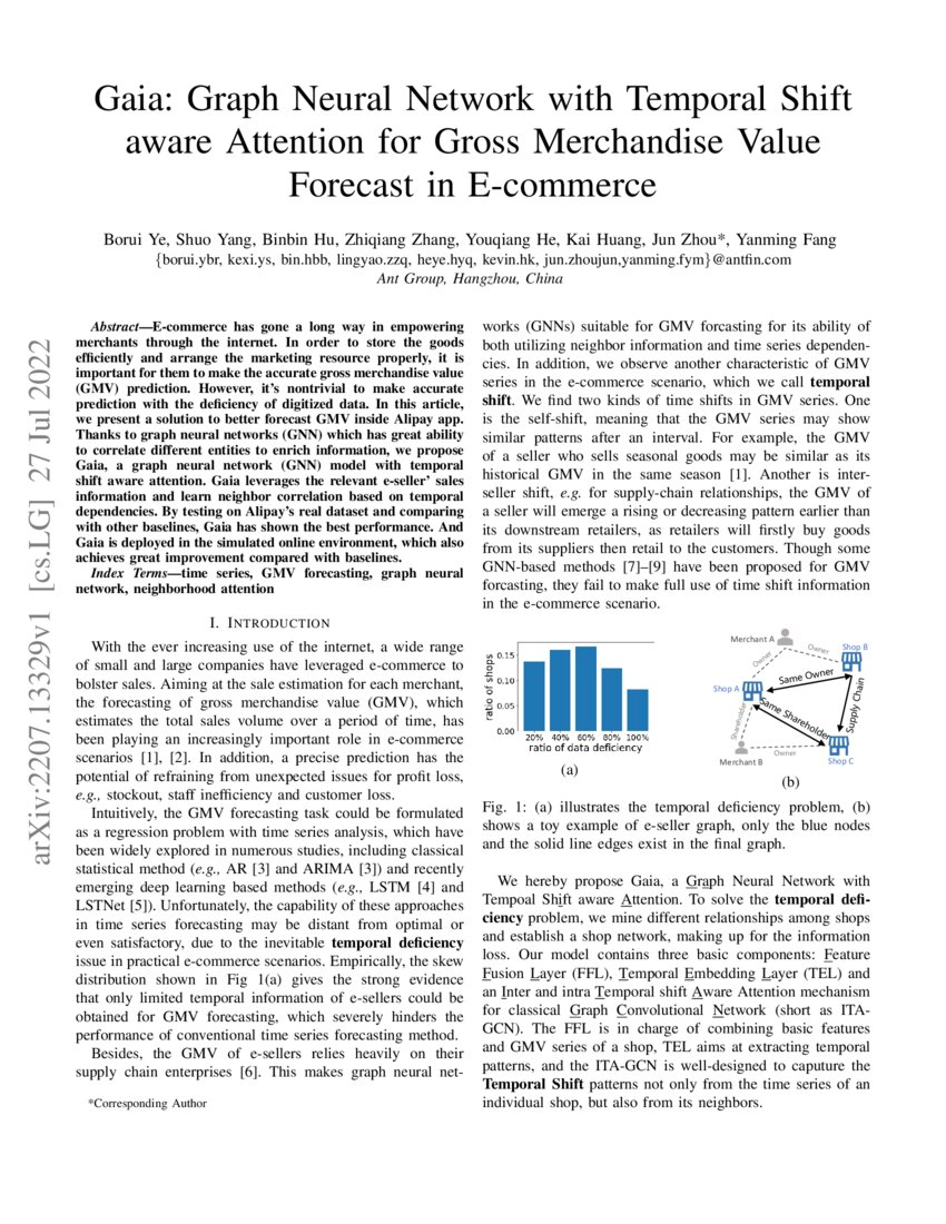 Gaia Graph Neural Network With Temporal Shift Aware Attention For