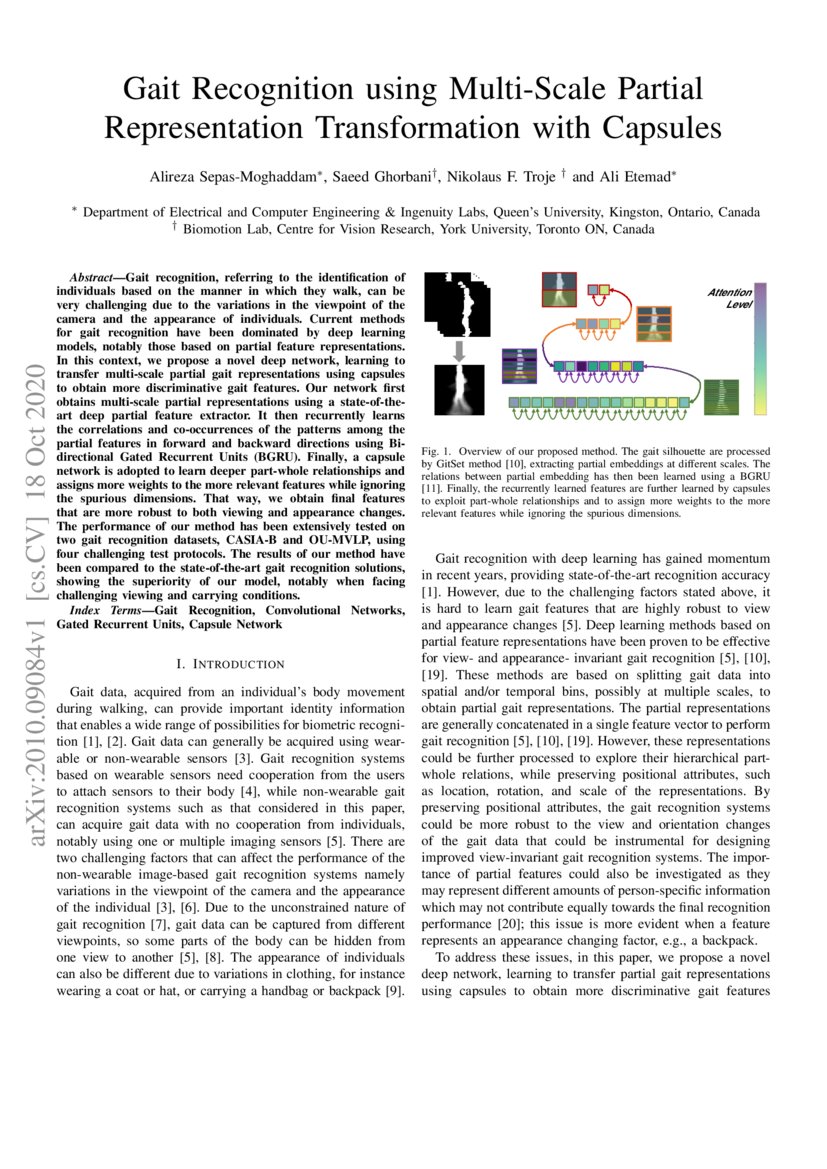 Gait Recognition Using Multi Scale Partial Representation Transformation With Capsules Deepai