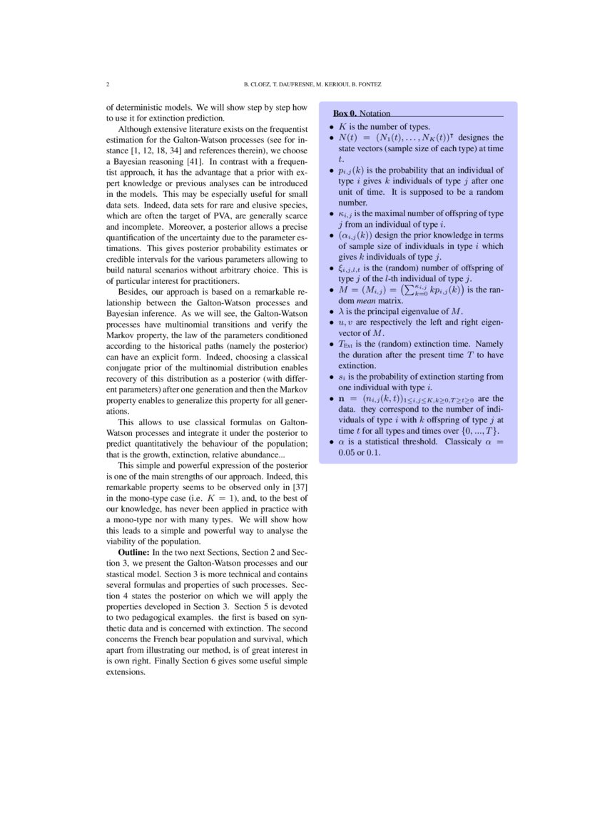 Galton-Watson process and bayesian inference: A turnkey method for the ...